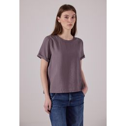 Shirtbluse STREET ONE STUDIO, Damen, Gr. 34, rosa (hazy rose), Stoff, 88% Viskose, 12% Polyamid, unifarben, gerade normal, Rundhals, B&uuml;ndchen, Blusen, aus softem Materialmix