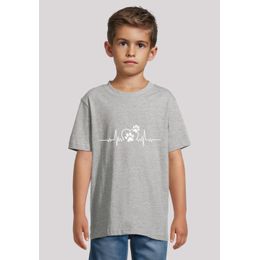 T-Shirt F4NT4STIC "Herzschlag Hunde Liebe", M&auml;dchen, Gr. 110/116, grau (erdgrau), Obermaterial: 100% Baumwolle, regular fit, Rundhals, ohne B&uuml;ndchen, Shirts T-Shirt, Premium Qualit&auml;t