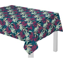 Tischdecke Adam "Jungle" Gr. 4, bunt (dunkelblau, lila), B:220cm L:145cm, Bio-Baumwolle, Tischdecken, Tischdecke, aus 100% Bio-Baumwolle
