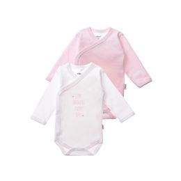 Body Liliput "I am growing every day", Jungen, Gr. 62/68, EURO-Gr&ouml;&szlig;en, rosa (wei&szlig;, rosa), 100% Baumwolle, bedruckt, V-Ausschnitt, Bodys Body, mit langen &Auml;rmeln im Doppelpack