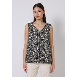 Blusentop STREET ONE STUDIO, Damen, Gr. 36, wei&szlig; (light sunstone beige), Stoff, 100% Viskose, bedruckt, normal normal, V-Ausschnitt, abgesteppt, Blusen Blusentop, aus softer Viskose