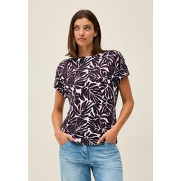 Print-Shirt Cecil, Damen, Gr. L (42), rot (mulberry rot), Stoff, 50% Modal, 50% Baumwolle, bedruckt, normal normal, U-Boot-Ausschnitt, abgesteppt, Shirts, mit U-Boot-Ausschnitt