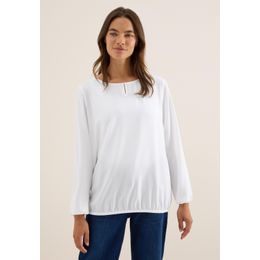 Langarmbluse Cecil, Damen, Gr. XXL (46), wei&szlig;, Stoff, 100% Viskose, unifarben, normal normal, Rundhals, B&uuml;ndchen, Blusen, aus softer Viskose
