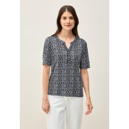 T-Shirt Cecil, Damen, Gr. L (42), blau (universal blau), Web, 50% Modal, 50% Baumwolle, bedruckt, normal normal, Rundhals, B&uuml;ndchen, Shirts T-Shirt, im soften Baumwoll-Mix
