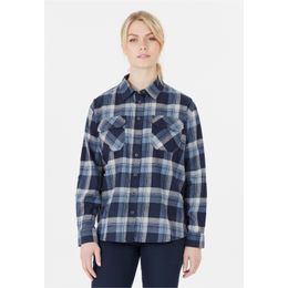 Fleeceshirt WHISTLER "Christer", Damen, Gr. 36, blau (dunkelblau, blau), 100% Baumwolle, kariert, ohne Ausschnitt, Shirts, aus weichem Baumwollmaterial