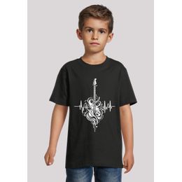 T-Shirt F4NT4STIC "Gitarre Herzschlag", Mädchen, Gr. 110/116, schwarz, Obermaterial: 100% Baumwolle, regular fit, Rundhals, ohne Bündchen, Shirts T-Shirt, Premium Qualität
