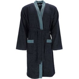 Herrenbademantel Esprit "Double Stripe, ideal für Sauna & Spa, Hotelbademantel, Morgenmantel" Gr. M, blau (navy blau), L:116cm, Webfrottier, Hausmäntel, Doubleface Kimonomantel