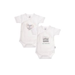 Body Liliput "Little Queen", Jungen, Gr. 44, EURO-Gr&ouml;&szlig;en, wei&szlig;, 100% Baumwolle, bedruckt, kurz, V-Ausschnitt, Bodys Body, mit praktischer Druckknopfleiste