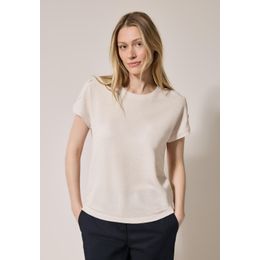 T-Shirt Cecil, Damen, Gr. XL (44), beige (light beige), Stoff, 60% Viskose, 40% Polyester, unifarben, gerade normal, Rundhals, B&uuml;ndchen, Shirts T-Shirt, aus softem Materialmix