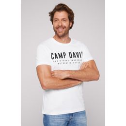 Rundhalsshirt CAMP DAVID, Damen, Gr. L, wei&szlig;, Material: 100% Baumwolle, bedruckt, regular fit normal, eingesetzt gerader Abschluss, Shirts Rundhalsshirt, mit Baumwolle