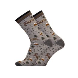 Socken UphillSport "IBEX 2er Pack", Damen, Gr. 43-46, grau, 58% Wolle, 40% Polyamid, 2% Elasthan, mehrfarbig, Socken, mit winterlichen Motiven