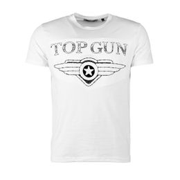 T-Shirt Top Gun "Bling4U TG20193017", Herren, Gr. 56XXL, wei&szlig;, Obermaterial: 93% Baumwolle, 7% Elastan, Shirts T-Shirt