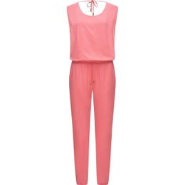 Jumpsuit Ragwear "Noveel", Damen, Gr. L (40), Normalgr&ouml;&szlig;en, orange (koralle), 100% Viskose, figurumspielend kn&ouml;chellang, Rundhals, weit, Overalls Jumpsuit, schicker, langer Damen Overall mit Bindeband