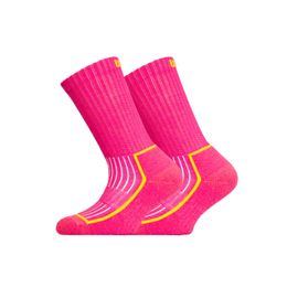 Socken UphillSport "SAANA JR 2er Pack", Damen, Gr. 28-30, pink, 45% Baumwolle, 27% Polyamid, 26% Wolle, 2% Elasthan, mehrfarbig, Socken, mit Flextech-Struktur