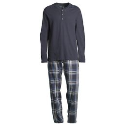 Schiesser Pyjama lang 'Night & Home' Herren Größe XL dunkelblau