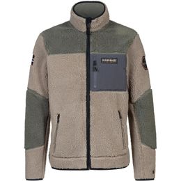 Napapijri Fleecejacke 'YUPIK' Herren Gr&ouml;&szlig;e XXXL hellbraun / grau / oliv
