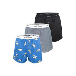 Happy Shorts Boxershorts Herren Größe M blau / graumeliert / schwarz / weiß