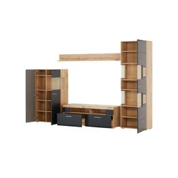 M&ouml;bel Kraft Wohnwand schwarz Ma&szlig;e (cm): B: 325 H: 205 T: 47.0 &raquo; M&ouml;bel Kraft