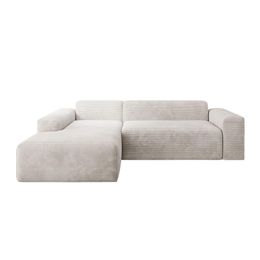 Juskys Sofa Vals Links mit POSO Stoff - Ecksofa Couch Wohnzimmer modern Sitzfläche - Beige