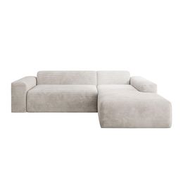 Juskys Sofa Vals Rechts mit POSO Stoff - Ecksofa Couch Wohnzimmer modern Sitzfläche - Beige