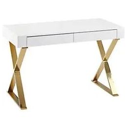 Wohnling Schreibtisch WL6.314 Weiß Gold 118 x 76 x 57 cm