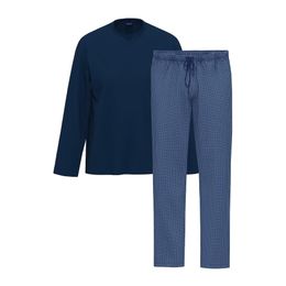 Ammann Long Pajamas 'Night & Home Cotton' male Blue size XXL