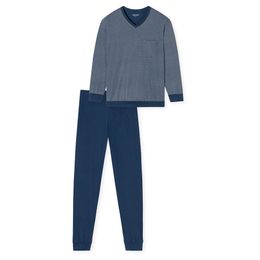Schiesser Long Pajamas 'Comfort Essentials' male Blue size 3XL