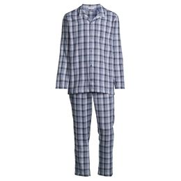 Seidensticker Long Pajamas 'Classic Twill' male Blue size 4XL