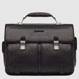 Piquadro Modus Gro&szlig;e Leder-Laptoptasche Schwarz