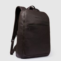 Piquadro Black Square Leder-Laptop-Rucksack 14"