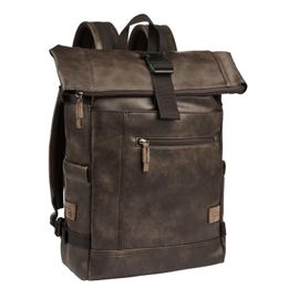 Camel Active LAOS Rolltop Rucksack aus Kunstleder Braun