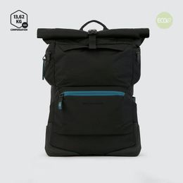 Piquadro Corner 2.0 Roll-Top Laptop-Rucksack 15,6" Schwarz