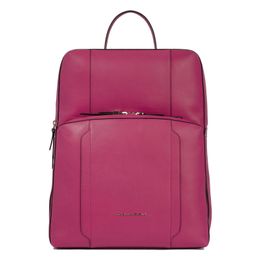 Piquadro Circle Leder-Laptop-Rucksack Damen 15,6" erweiterbar Fuchsia