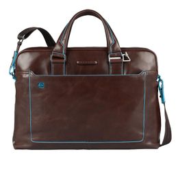 Piquadro Blue Square Kurzgriff-Laptoptasche mit iPad -Fach, Schirm/ Flaschentasche Mahagoni