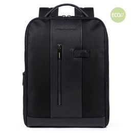 Piquadro Brief 2 Laptoprucksack 15,6" aus rezykliertem Stoff mit iPad Schwarz