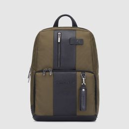 Piquadro Brief 2 Laptoprucksack aus rezykliertem Stoff für 14" Notebook Militärgrün