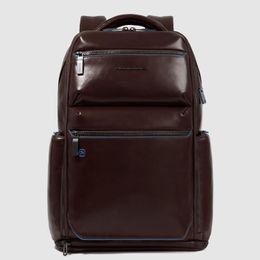 Piquadro Blue Square Leder-Laptop-Rucksack 15,6" Mahagonibraun