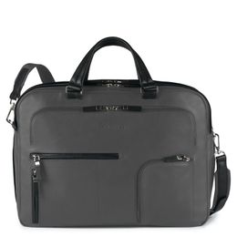 Piquadro Spock Doppelgriff-Laptoptasche mit iPad -Fach, Flasche- und Regenschirmfach dunkelgrau