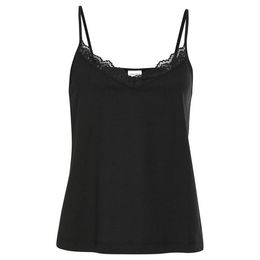 Lascana Spitzentop schwarz Gr. 36/38 f&uuml;r Damen. Mit Spitzeneinsatz und Spitze. Bequem. Nachhaltig.