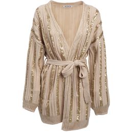 Influencer Strickjacke Damen Gr&ouml;&szlig;e S beige / gold