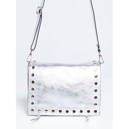 Abaco Leder-Umh&auml;ngetasche "Iris" in Silber - (B)20 x (H)16 x (T)10,5 cm - 72% | Damen-taschen
