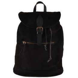 ORE10 Leder-Rucksack "Chiny" in Schwarz - (B)38 x (H)40 x (T)17 cm - 78% | Damen-taschen