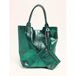 Abaco Leder-Schultertasche "Yana" in Gr&uuml;n - (B)37 x (H)25 x (T)35 cm - 42% | Damen-taschen