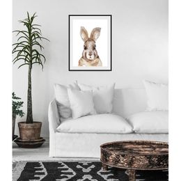 queence Bild &raquo;Lova&laquo; Haustiere Kunst 1 Stk. tlg. HD Premium Poster-Druck inkl. Holzrahmen Farbe Rahmen: schwarz + Farbe Bild(er): braun