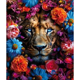 BÖNNINGHOFF Leinwandbild Blumen Blumenbilder Kunst Löwe Löwen Pflanzen Pflanzenbilder Raubkatzen Tiere 1 Stk. tlg. Farbe Bild(er):...