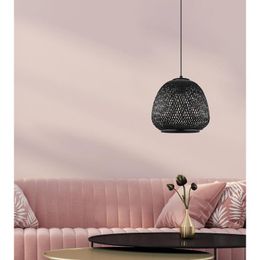 Eglo H&auml;ngeleuchte &raquo;DEMBLEBY H&auml;ngelampe, exkl. Leuchtmittel E27, Hygge&laquo; E27 Pendelleuchte, Wohnzimmerlampe, Esstischlampe, geflochten, 110x32cm schwarz