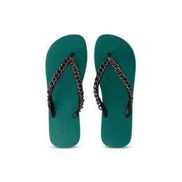 Uzurii Slipper & Pantoletten - Zehentrenner Silver Large - Gr. 43_44 - in Gr&uuml;n - f&uuml;r Damen