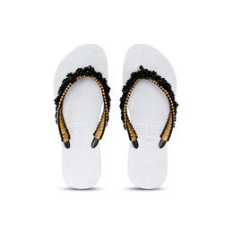 Uzurii Slipper & Pantoletten - Zehentrenner Macrame Lizzy - Gr. 37_38 - in Wei&szlig; - f&uuml;r Damen