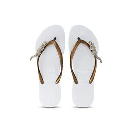 Uzurii Slipper & Pantoletten - Zehentrenner Silver Crocodile Switch - Gr. 39_40 - in Wei&szlig; - f&uuml;r Damen