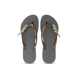 Uzurii Slipper & Pantoletten - Zehentrenner Silver Crocodile Switch - Gr. 35,5 (EU) - in Silber - f&uuml;r Damen